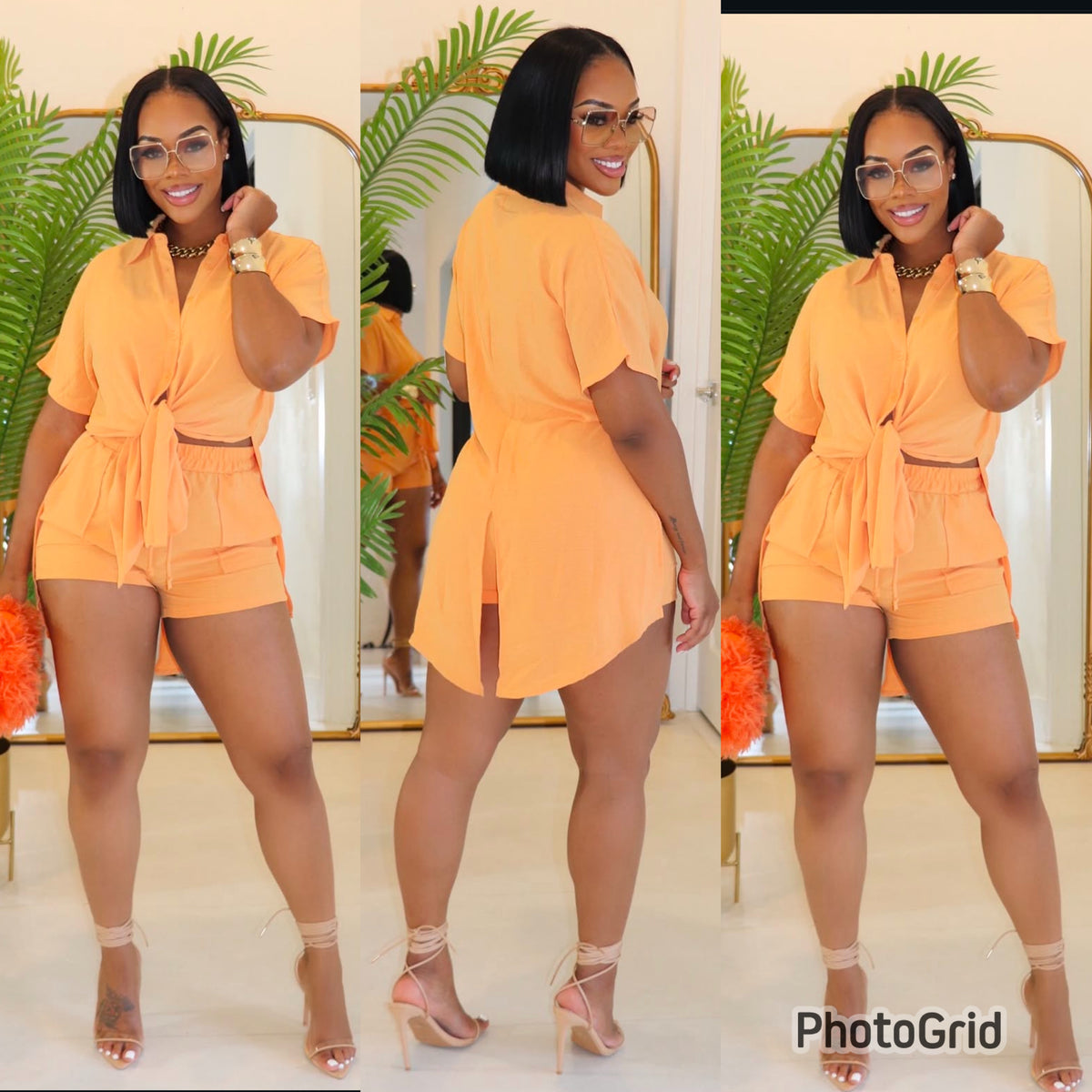 ASHLEY SET (SALMON,BLACK) – LEGENDARY 5 BOUTIQUE