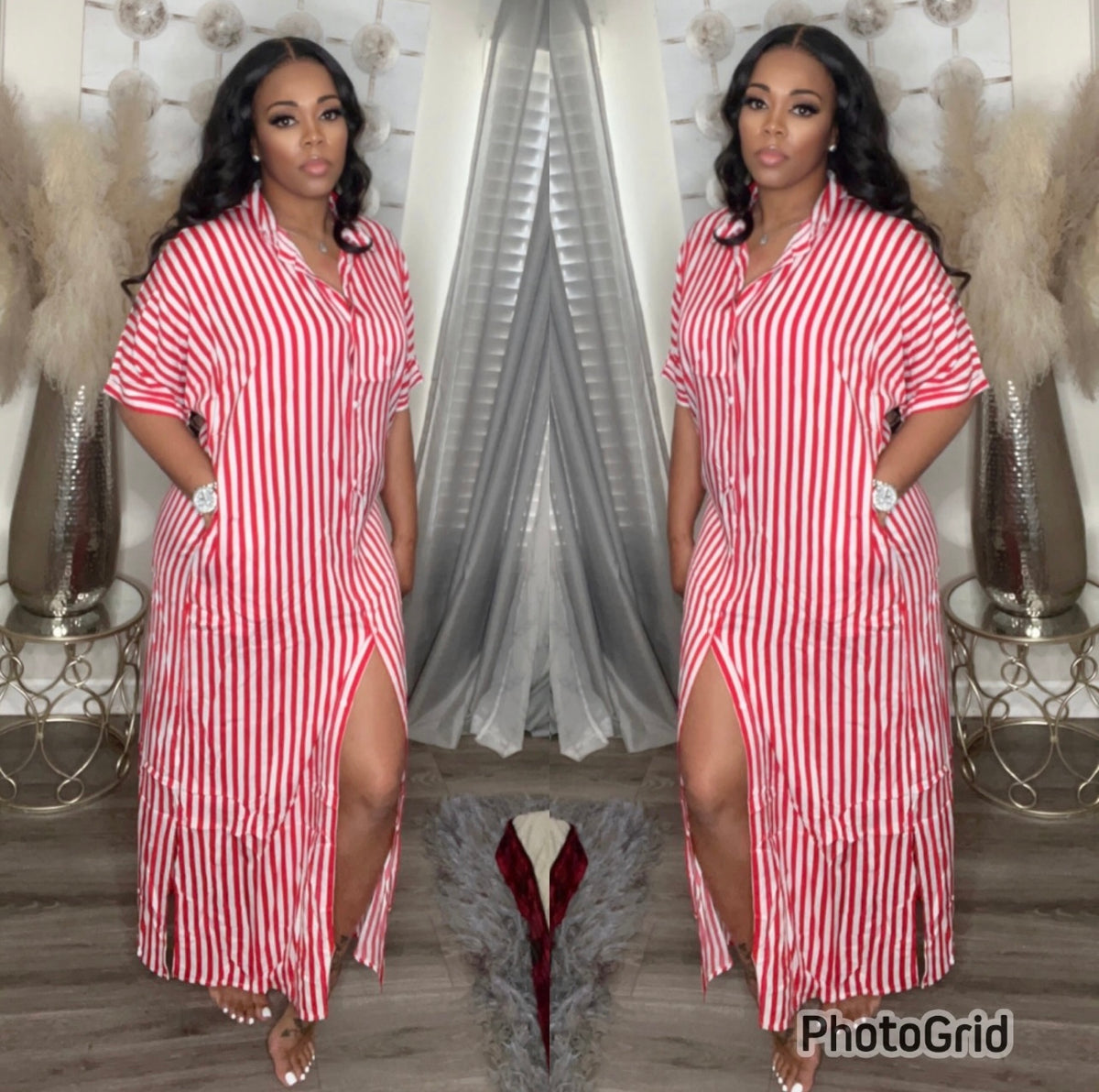 Striped Dress (Red) – LEGENDARY 5 BOUTIQUE